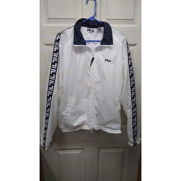Jackets & Coats | Vintage White Fila Mens Windbreaker Jacket Warmup ...